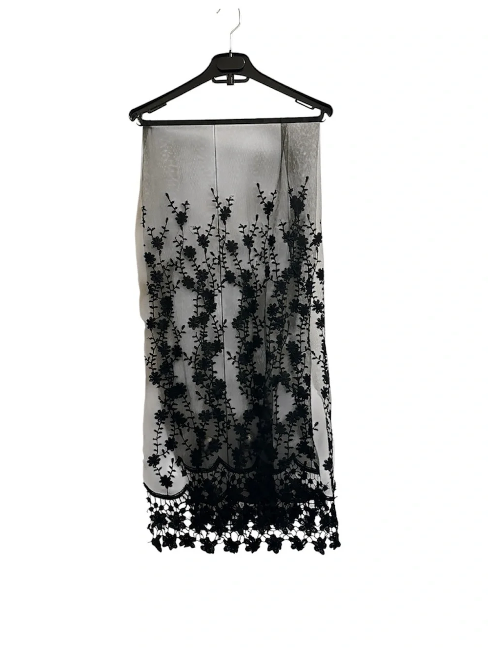 Accessories | Sheer Black Floral Embroidered Shawlscarf | Poshmark